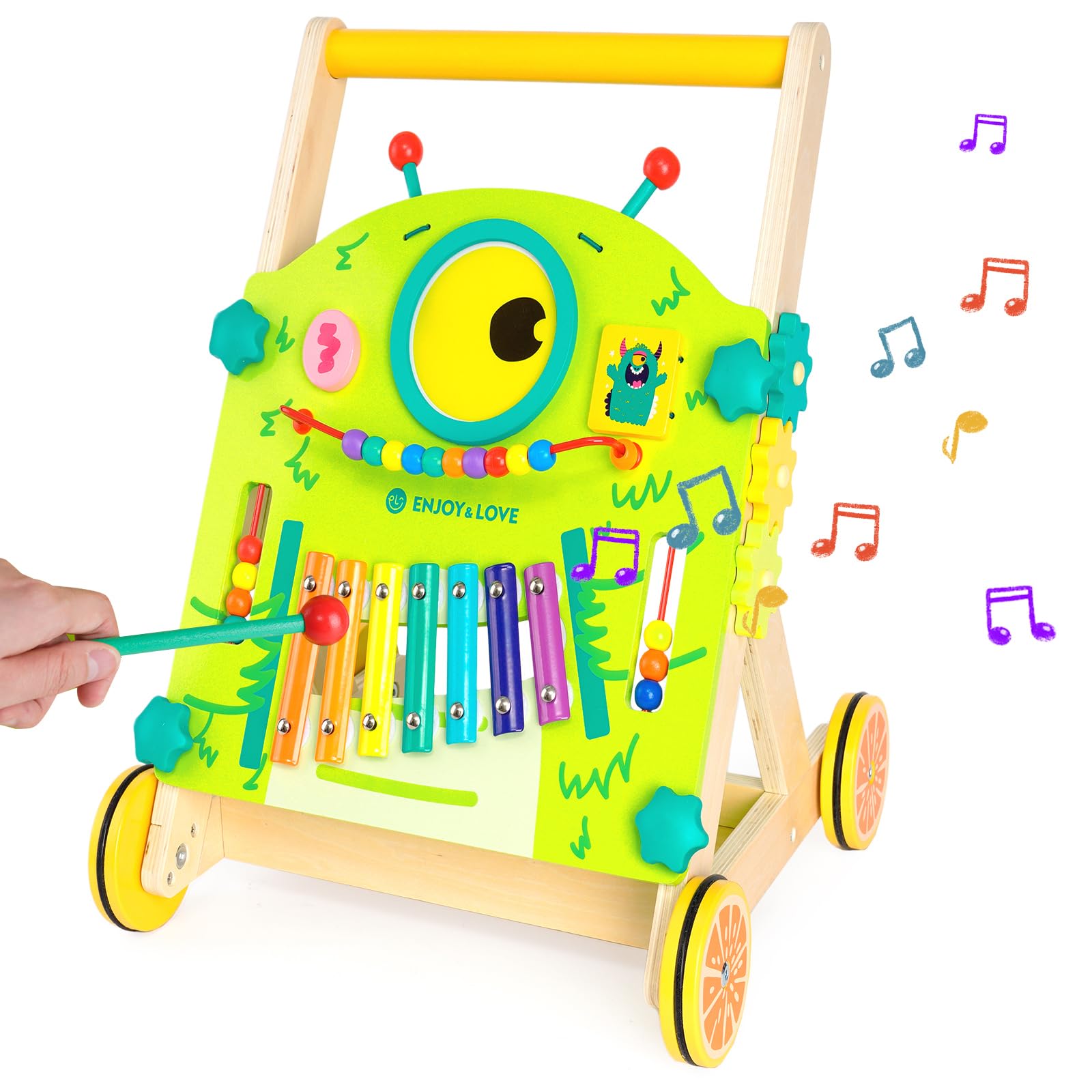 Wooden Baby Walker Baby Push Walker Sit-to-Stand Learning Walkers for Baby Toddlers Baby Walker Activity Center Toys Multifunctional Montressori Educational Toy for Boys & Girls