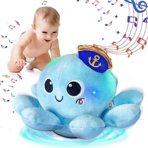 Baby Infant Crawling Walking Toys,MOJINO Tummy Time Plush Octopus Toy Gifts 3 4 5 6 7 8 11 12 Babies Walker Boy Girl 3-6 6-12 Learning 9-12 12-18 Toddler 36 Months Old Music Development Birthday Gift