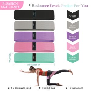 Fabric Resistance Bands for Working Out, 5 Levels Booty Bands for Women Men, Cloth Workout Bands Resistance Loop Exercise Bands for Legs Butt at Home Fitness, Yoga, Pilates