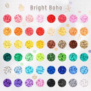 QUEFE 48 Colors 11160pcs Bohemian Clay Beads Bracelet Making Kit for Jewelry Making, Polymer Clay Beads for Boho Bracelet Necklace Earrings Making, Craft and Gifts