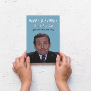 XXDJLP Humor The Office Birthday Cards Gifts for TV Show Fans, Funny Michael Scott Birthday Card for Her Him, Happy Birthday Gift Card for Women Men, Thats What She Said Card