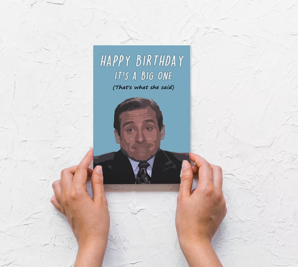 XXDJLP Humor The Office Birthday Cards Gifts for TV Show Fans, Funny Michael Scott Birthday Card for Her Him, Happy Birthday Gift Card for Women Men, Thats What She Said Card