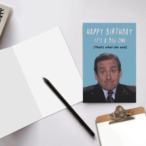 XXDJLP Humor The Office Birthday Cards Gifts for TV Show Fans, Funny Michael Scott Birthday Card for Her Him, Happy Birthday Gift Card for Women Men, Thats What She Said Card