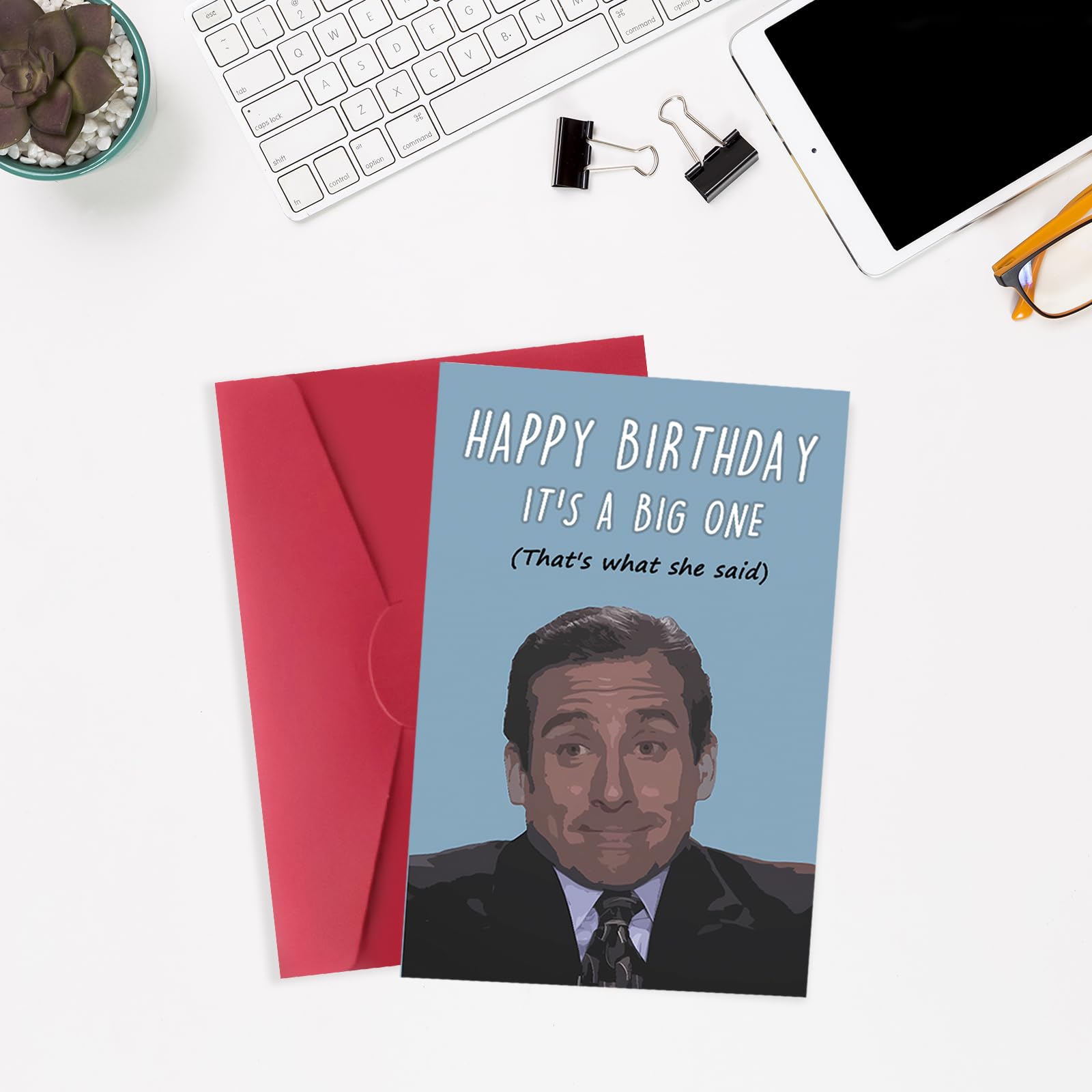 XXDJLP Humor The Office Birthday Cards Gifts for TV Show Fans, Funny Michael Scott Birthday Card for Her Him, Happy Birthday Gift Card for Women Men, Thats What She Said Card