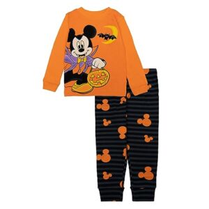 disney little boys' 2-piece snug-fit cotton holiday pajama set, soft & cute for kids, vampire mickey