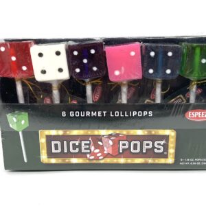 PKM Candies - OLD FASHIONED SQUARE Cube Lollipop Suckers: Individually Wrapped Flavored Sucker Pack by Espeez - Party Pops CASINO DICE POP (ASSORTED FLAVORS DICE POPS 6 CT)