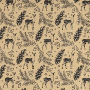 RUSPEPA Kraft Christmas Wrapping Paper Roll - Mini Roll - Black Reindeer Design for Holiday Gift Wrap - 17 Inches X 32.8 Feet