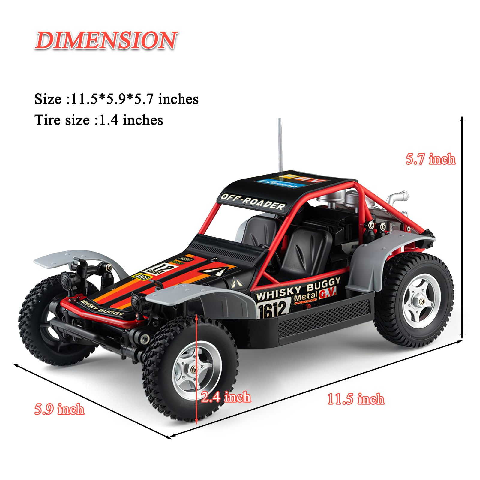 Leopmase RC Rock Crawler, 1:16 Scale Remote Control Car, 4x4 Offroad Crawler Remote Control Truck for Adults 280 Carbon Brush High-Speed Motor, All Terrains Vehicle Kids Age 8-13 Gifts