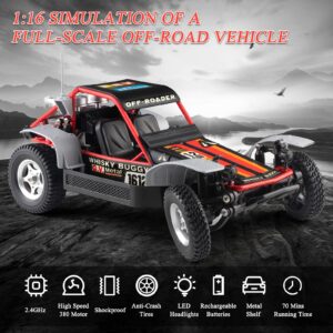 Leopmase RC Rock Crawler, 1:16 Scale Remote Control Car, 4x4 Offroad Crawler Remote Control Truck for Adults 280 Carbon Brush High-Speed Motor, All Terrains Vehicle Kids Age 8-13 Gifts