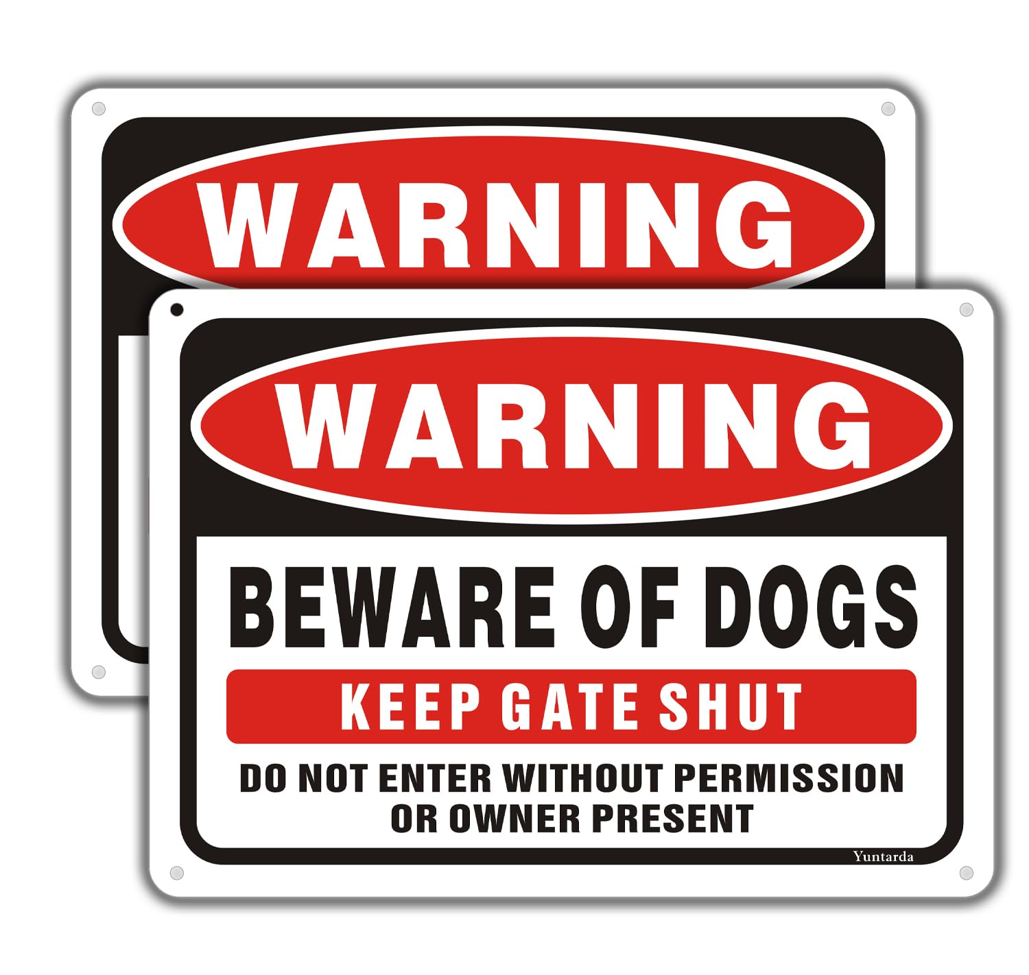 Beware of Dog Signs for Fence,Yuntarda 2-Pack 10"x7"Do not Enter Sign Keep Gate Shut Rust Free Reflective Metal Sign for Outdoor Use