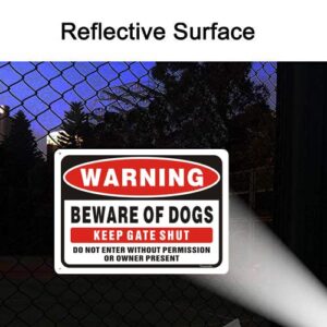 Beware of Dog Signs for Fence,Yuntarda 2-Pack 10"x7"Do not Enter Sign Keep Gate Shut Rust Free Reflective Metal Sign for Outdoor Use