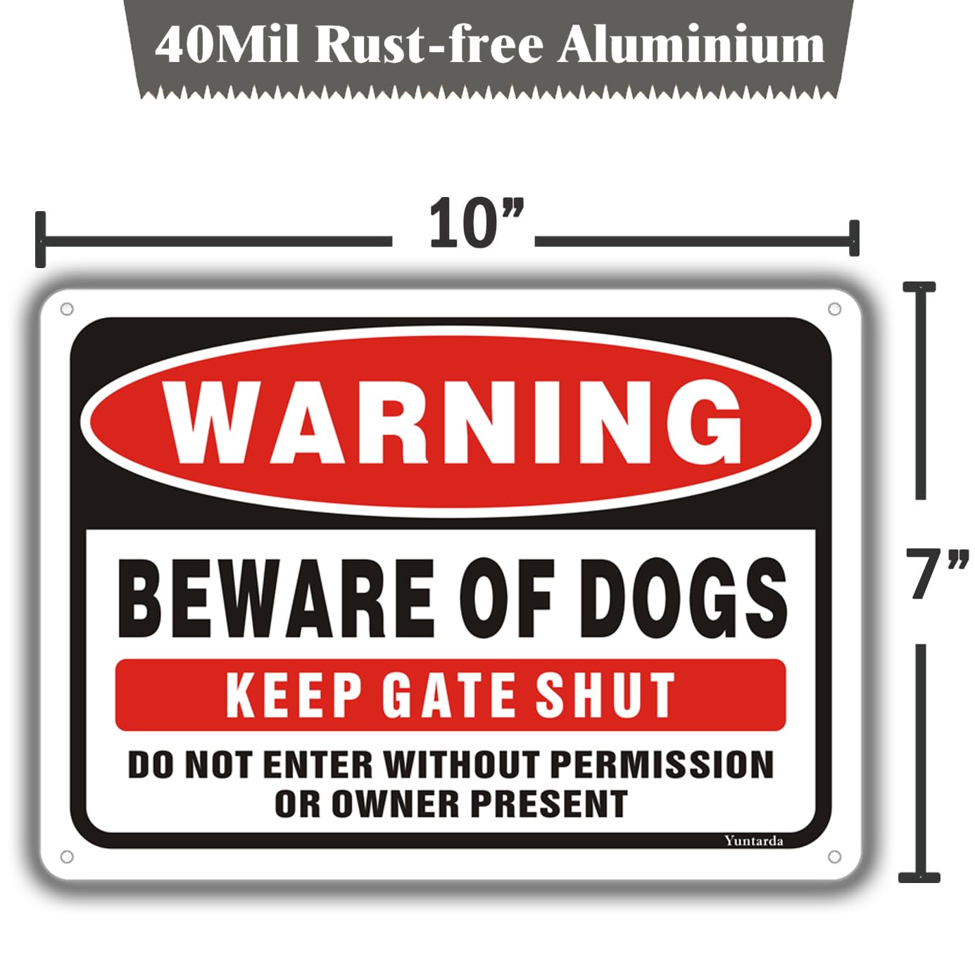 Beware of Dog Signs for Fence,Yuntarda 2-Pack 10"x7"Do not Enter Sign Keep Gate Shut Rust Free Reflective Metal Sign for Outdoor Use