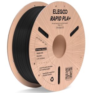 elegoo rapid pla plus filament 1.75mm black 1kg, pla+ 3d printer filament for 30-600 mm/s high speed printing, dimensional accuracy +/- 0.02 mm, 1kg cardboard spool(2.2lbs)