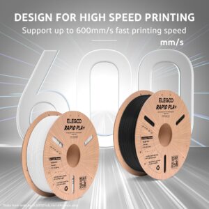 ELEGOO Rapid PLA Plus Filament 1.75mm Black 1KG, PLA+ 3D Printer Filament for 30-600 mm/s High Speed Printing, Dimensional Accuracy +/- 0.02 mm, 1kg Cardboard Spool(2.2lbs)