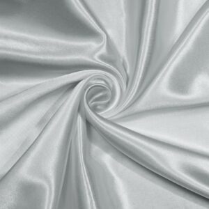 nsgz silver grey satin fabric by the yard, 2 yards 60" wide silky fabric, solid satin cloth fabric for bridal, wedding, dress, crafting, decoration