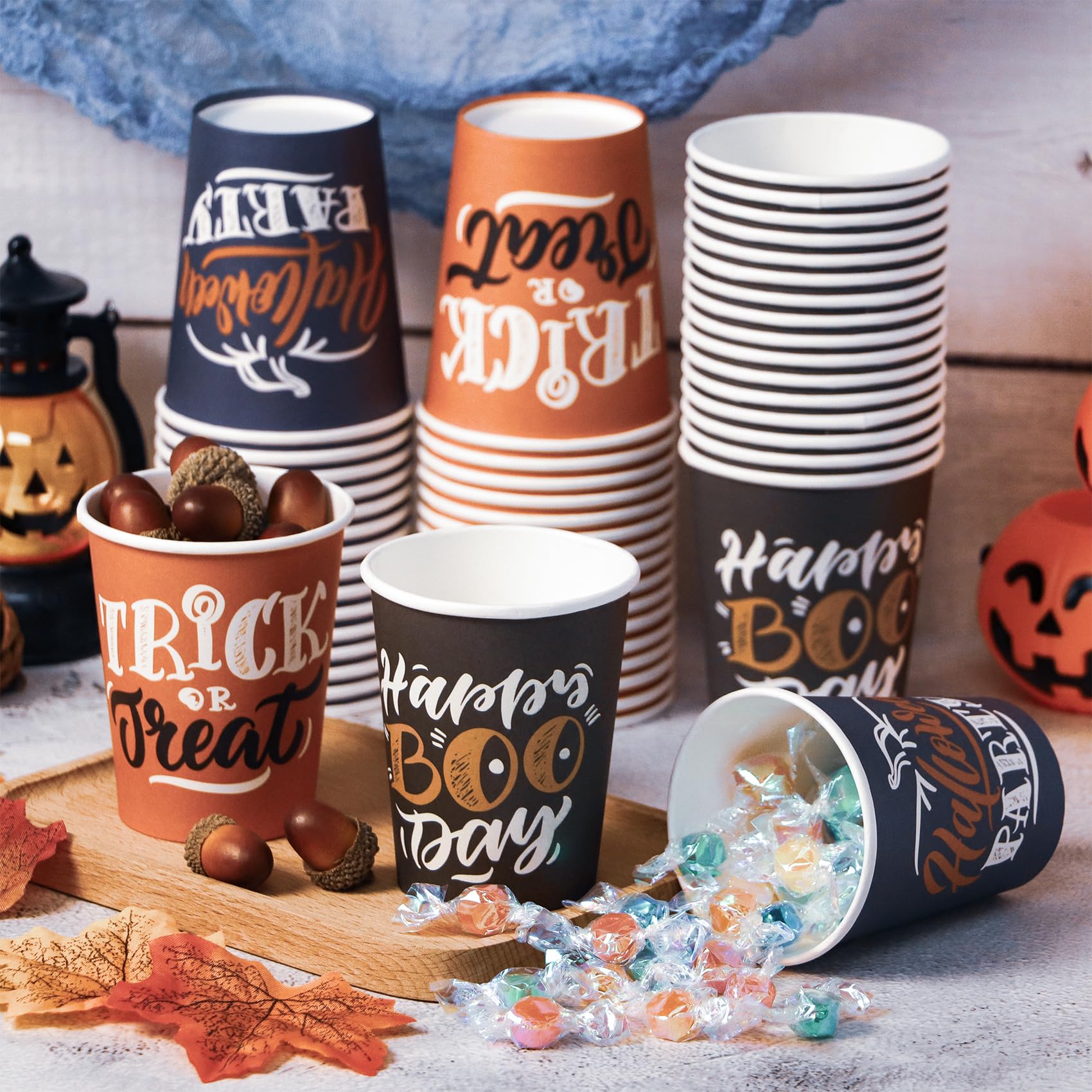 ATFUNSHOP Halloween Disposable Cups 50PCS Party Paper Cups 9oz 3 Styles