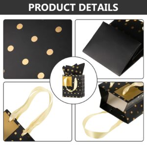 Tenare 24 Pcs Mini Metallic Gift Bags with Handle Tag Tissue Paper, Small Gift Bag for Wedding Baby Shower Birthday(Gold, Black, 4 x 2.8 x 4.5 Inch)