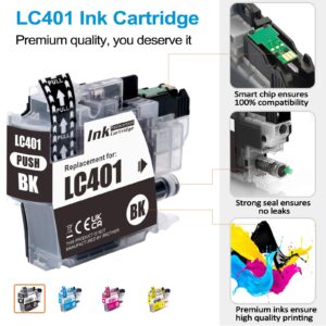 LiTuhorse Compatible LC401 Black Ink Cartridge for Brother LC401 BK LC401BK for Brother Printer MFC-J1010DW MFC-J1012DW MFC-J1170DW MFC-J1800DW Printer, MFC-J1010DW Ink Cartridges Black 2 Packs