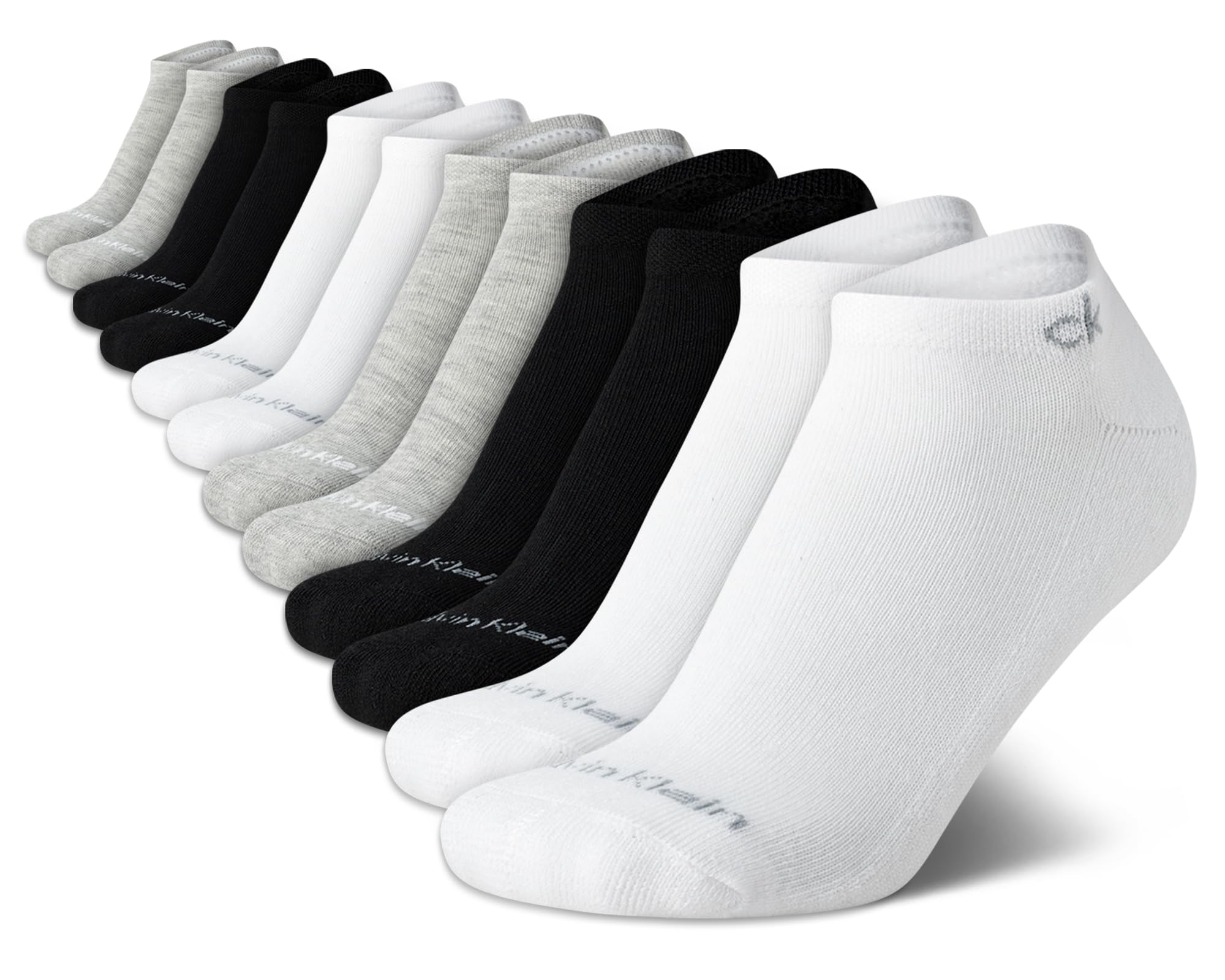 Calvin Klein Women's Athletic Socks - Lightweight Performance No Show Socks (12 Pack), Size Shoe Size 4-10, BlackWhiteGrey