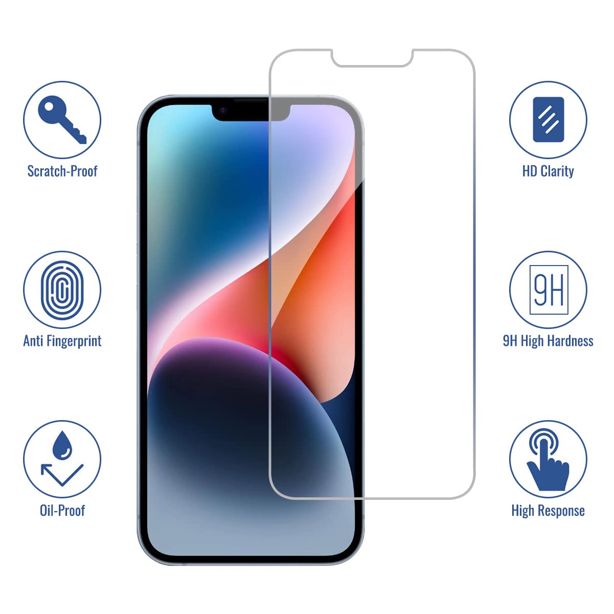 NEEPART 4 Pack Tempered Glass Screen Protector for iPhone 14 Plus/iPhone 13 Pro Max [6.7 Inch], Sensor Protection, 9H Tempered Glass Film, Anti-Scratch, Case Friendly, Easy Installation, Bubble Free,