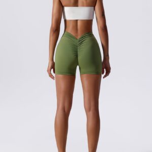 ABOCIW Biker Shorts for Women Buttery Soft V Back Scrunch Butt Workout Shorts High Waist Booty Yoga Shorts Tummy Control Running Athletic Gym Shorts Army Green Medium