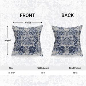 HUBUYTEFE Boho Pillow Covers 18x18 set of 2,Blue Throw Pillow Covers Outdoor Decorative Linen Pillow Covers for Couch Bed Sofa Cushion Boho Pillowcases