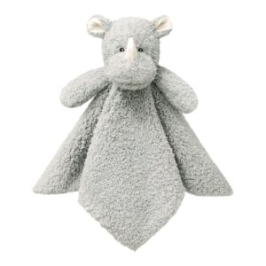 doindute baby gray rhino soft stuffed animal security blanket, plush rhino character lovey blanket, baby shower/nursery gift, cuddly newborn, infant, toddler snuggle blankie for boys girls, 14"