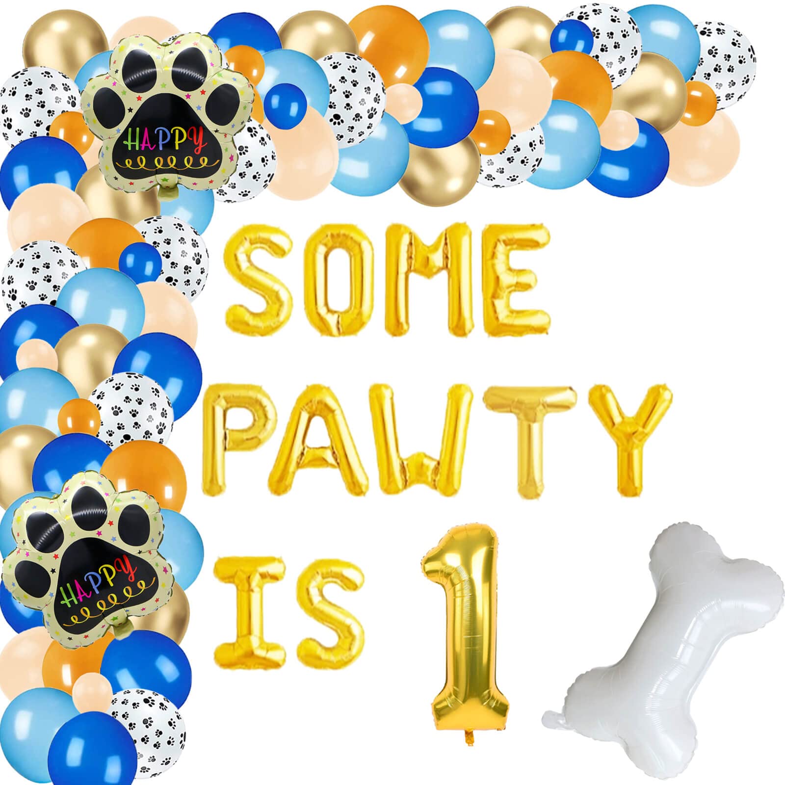 Vetwo 112pcs Dog 1st Birthday Decorations Some Pawty Is 1 Balloons Garlands Arch Kit for Let's Pawty/Dog Paw/Bone Shaped/Pet Puppy/Pet Adoption/Dog Themed First Birthday Party Supplies Decorations