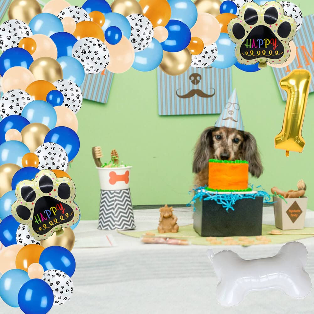 Vetwo 112pcs Dog 1st Birthday Decorations Some Pawty Is 1 Balloons Garlands Arch Kit for Let's Pawty/Dog Paw/Bone Shaped/Pet Puppy/Pet Adoption/Dog Themed First Birthday Party Supplies Decorations