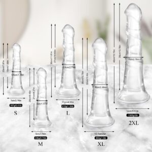 Realistic Anal Dildo for Women, Clear Horse Dildo G Spot Stimulation with Strong Suction Cup, Lifelike Jelly Dildo Vagina Sex Toy Penis Dildo Butt Plug for Female Men Masturbating (7.78in)