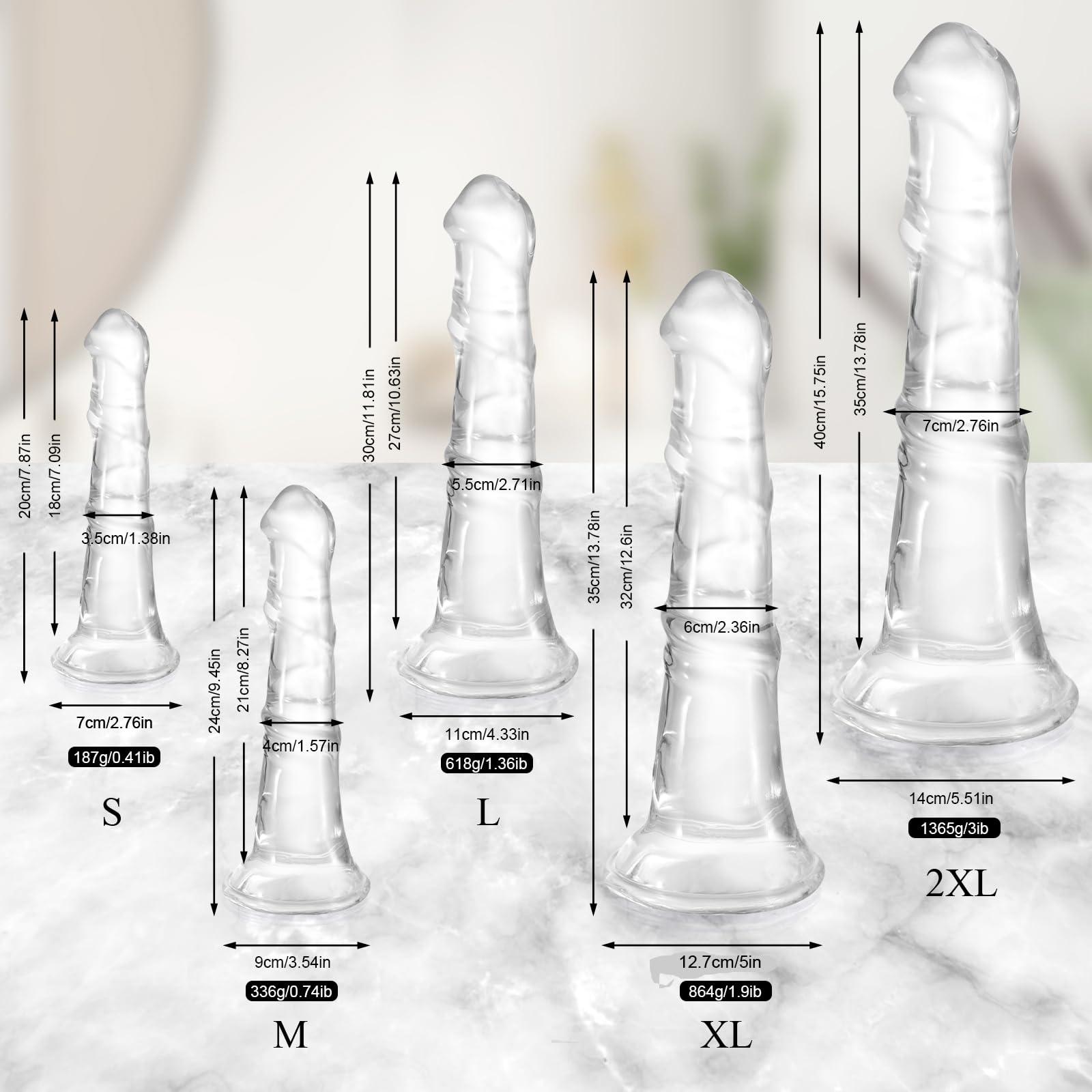 Realistic Anal Dildo for Women, Clear Horse Dildo G Spot Stimulation with Strong Suction Cup, Lifelike Jelly Dildo Vagina Sex Toy Penis Dildo Butt Plug for Female Men Masturbating (7.78in)