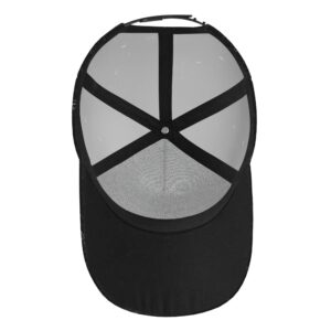 YEACITY Jelly Music Roll Baseball Cap Hip Hop Style Flat Visor Adjustable Outdoor Cap Unisex Adjustable Breathable Snapback Black