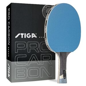 stiga pro carbon performance-level table tennis racket with carbon technology for tournament play - red and blue colors