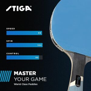 STIGA Pro Carbon Performance-Level Table Tennis Racket with Carbon Technology for Tournament Play - Red and Blue Colors