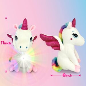 Unicorn Light Up Cutie, Musical Stuffed Animal & Night Light - Projector Plush Illuminating Stars & Cute Unicorns on The Wall - 7 Calm Melodies - Gift for Kids, Girls, Toddlers