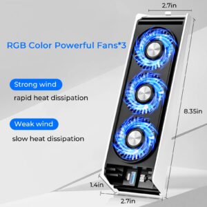 Upgraded PS5 Cooling Fan with LED Light,Quiet and Efficient Cooling System for PS5 Cooler,2 Fan Speeds,3 Small Fans,USB 3.0 Port Compatible with PlayStation 5 Digital & Discs Edition