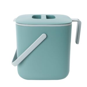 blue ginkgo kitchen compost bin - 0.69 gal / 2.6l easy clean food waste bin for kitchen with handles | countertop compost bin kitchen food scrap pail bucket (made in korea) - green