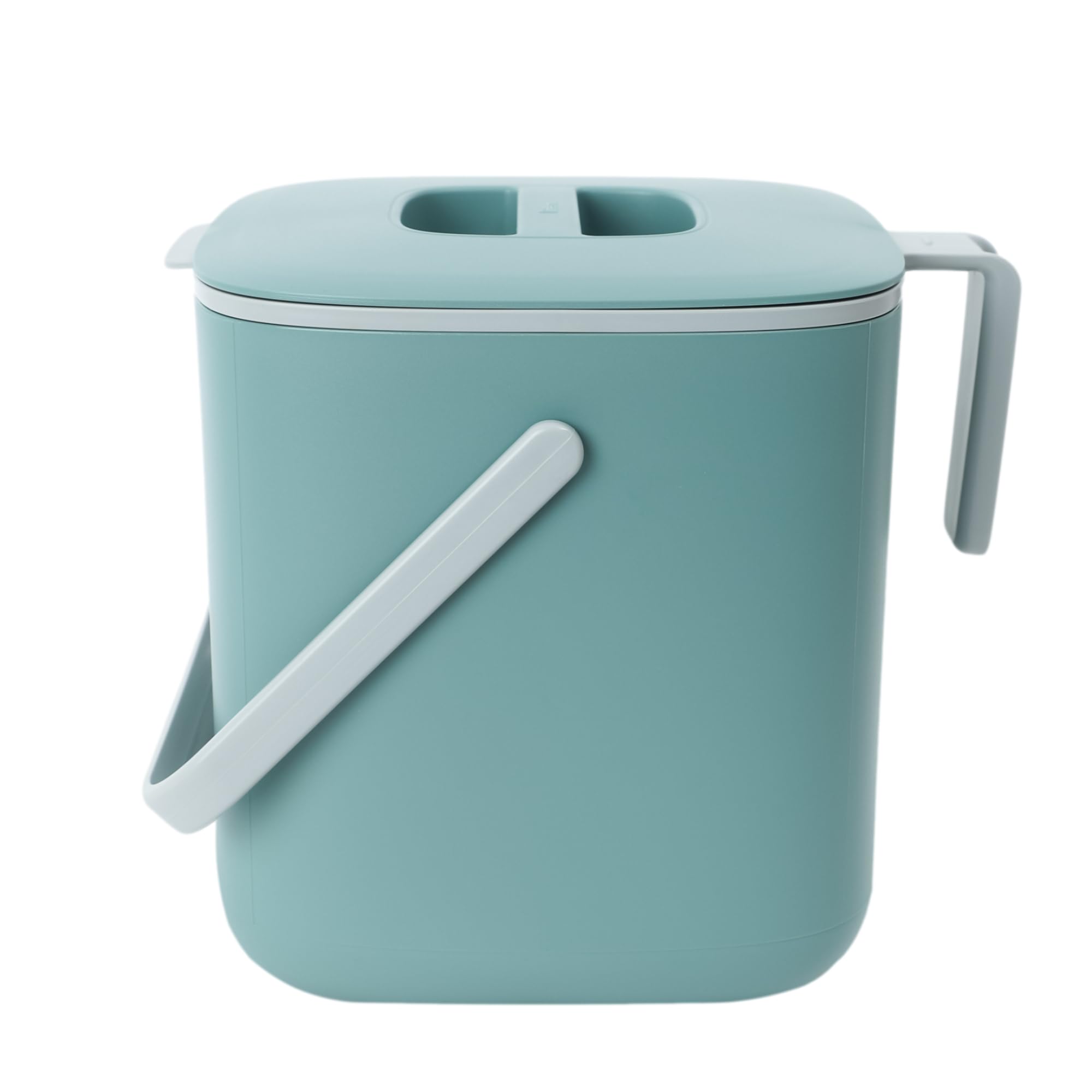 BLUE GINKGO Kitchen Compost Bin - 0.69 GAL / 2.6L Easy Clean Food Waste Bin for Kitchen with Handles | Countertop Compost Bin Kitchen Food Scrap Pail Bucket (Made in Korea) - Green