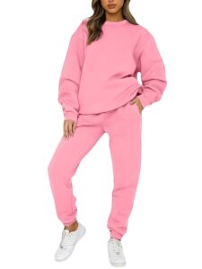 kansoon outfits for women 2 piece sets long sleeves pullover sweatshirt drawstring jogger sweatpants set pink s