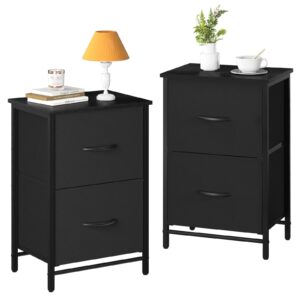 yoobure fabric nightstand set of 2 - small wood bedside tables with storage drawers for bedrooms and dorms