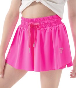 pupiu girls shorts flowy toddler girls dance shorts preppy clothes summer gymnastics shorts athletic hot pink m