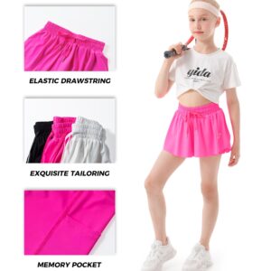 PUPIU Girls Shorts Flowy Toddler Girls Dance Shorts Preppy Clothes Summer Gymnastics Shorts Athletic Hot Pink M