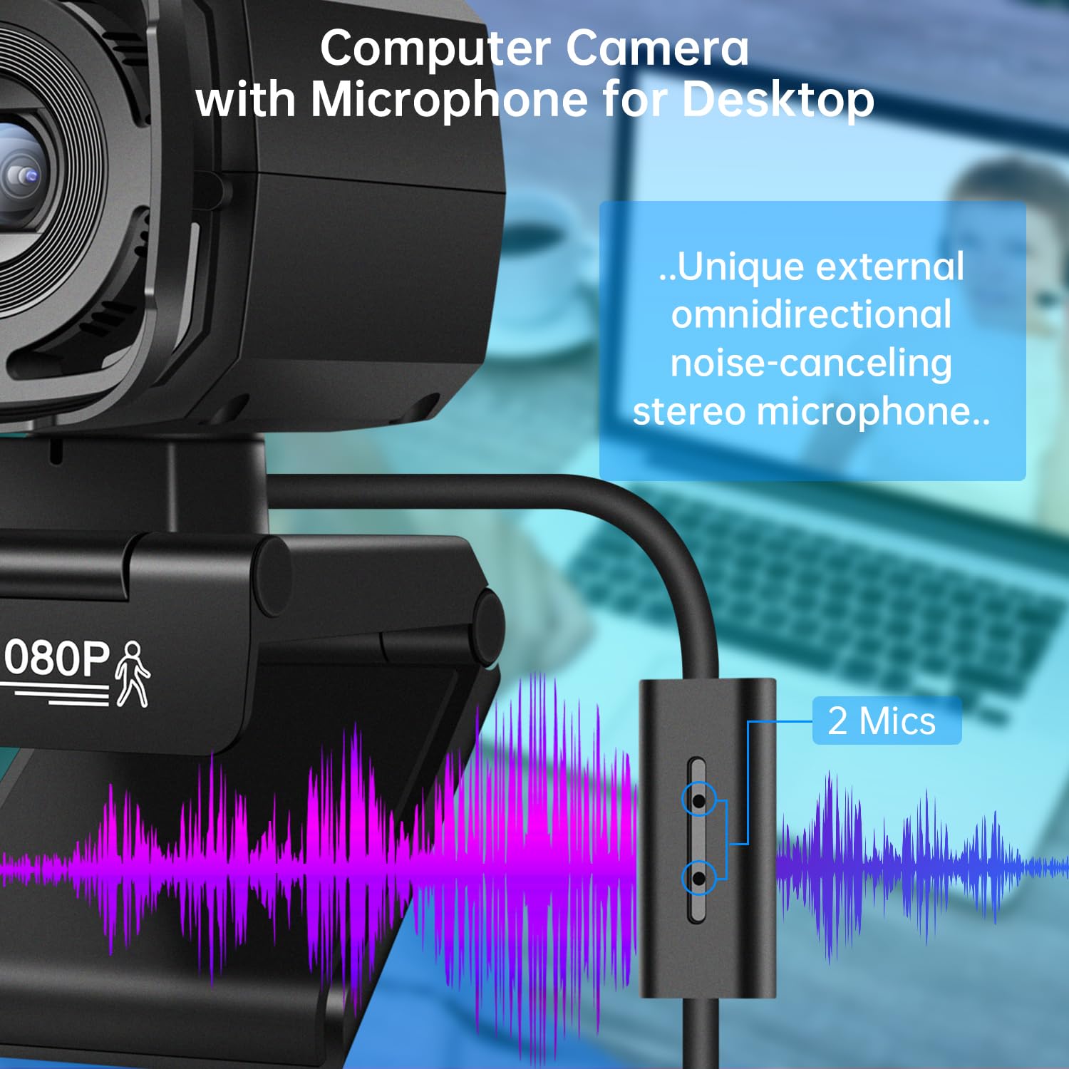 CofunKool 1080P Webcam with Microphone and Remote, AI Auto Tracking, Full HD USB Web Camera, Computer Camera for Desktop, Streaming Camera, External Webcam for PC Laptop, Plug&Play, WDR