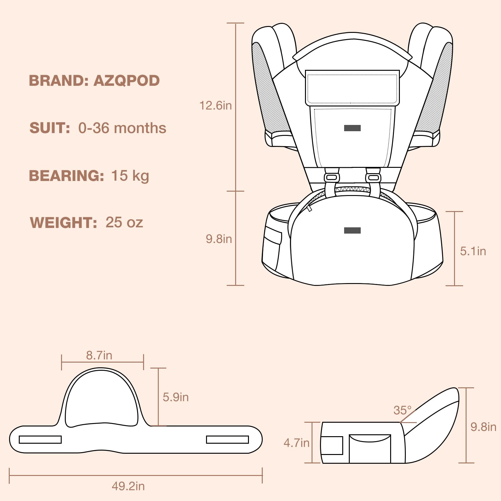 Baby Carrier with Hip Seat, 6-in-1 Baby Carrier Newborn to Toddler, Head Support and Breathable Mesh, Adjustable Removable Soft Ergonomic Baby Sling Carrier (7-41 lbs) for Everyday Family Events, Grey