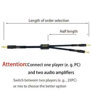 Arklove 7ft Shielded 1/8" aux Input 3.5mm 2X 3.5 Output Splitter Stereo Audio Video Cable Out 3.5 Male to Two 3.5 Male in Dual Speaker Cord 24k Gold Plated Cord