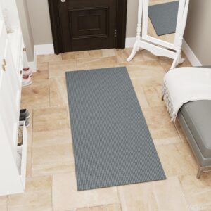 sweet home stores solid design non-slip rubberback 2x4 indoor/outdoor area rug for entryway, kitchen, living room, garage, patio, 2' x 4', gray