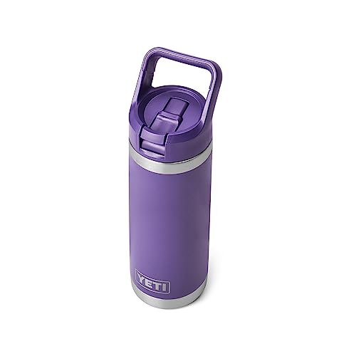 YETI Rambler 18 oz Bottle, Vacuum Insulated, Stainless Steel with Straw Cap, Peak Purple