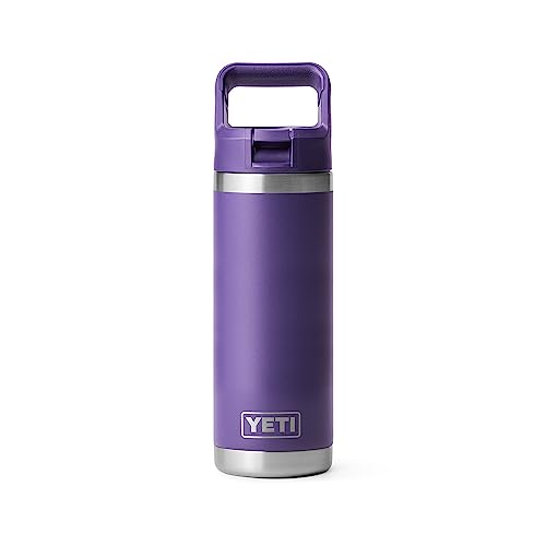 YETI Rambler 18 oz Bottle, Vacuum Insulated, Stainless Steel with Straw Cap, Peak Purple