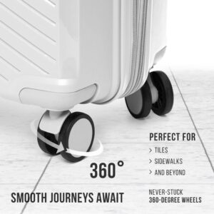 Feelway Travel 3-Piece Hard Side Luggage Suitcase Set Durable, Expandable Design with 360° Double Spinner Wheels, TSA Lock, Telescopic Handle, Secure Zipper (White, 20", 24", 28")