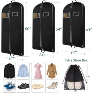 BALEINE Heavy Duty Garment Bag with Shoe Storage Travel Bag for Dresses, Suit, Coats Travel Essential (54")